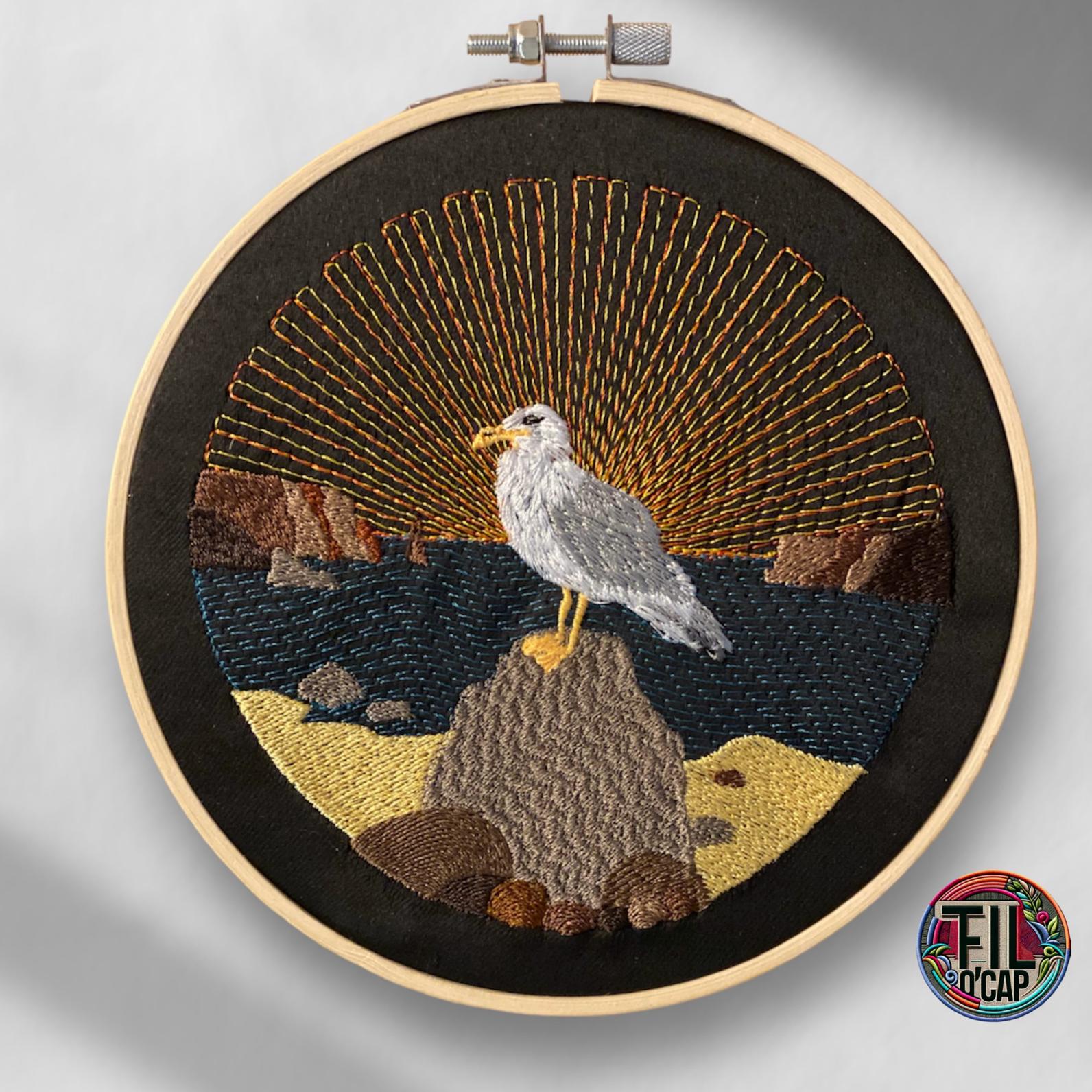 MOTIF BRODERIE GOÉLAND ARGENTÉ - Fil O'Cap